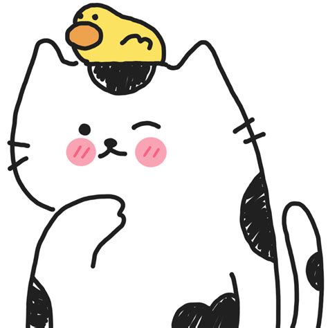 Black Line Cute Cat 47073627 Png