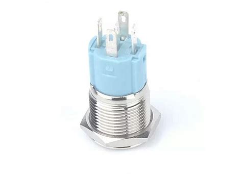 Botão Start Pulso 16mm 12 24v Botoeira Push Button Universal LED Azul