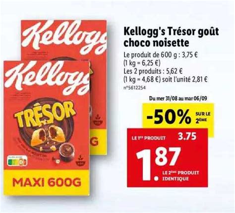 Promo Kelloggs Trésor Goût Choco Noisette Chez Lidl Icatalogue Fr