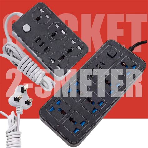 Universal Power Socket Extension With USB Ports Power Strip Surge Protector Adapter Socket
