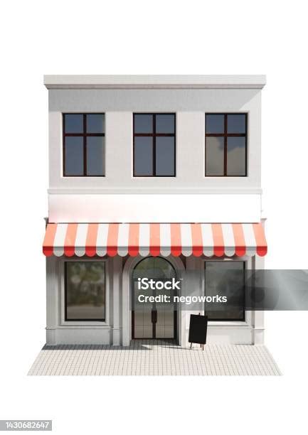 빈 간판이있는 상점 외관 클리핑 경로가있는 흰색 배경에 격리 된 상점 앞 건물 상점에 대한 스톡 사진 및 기타 이미지 상점