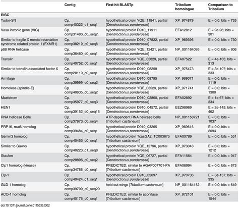 Overview Of Identified Genes Associated To Risc Complex In C Download Table