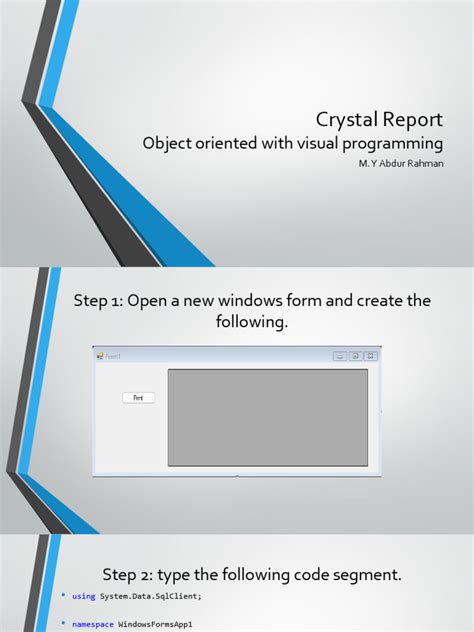 Lecture 11 Crystal Report Application Pdf Computer Science Computer Programming