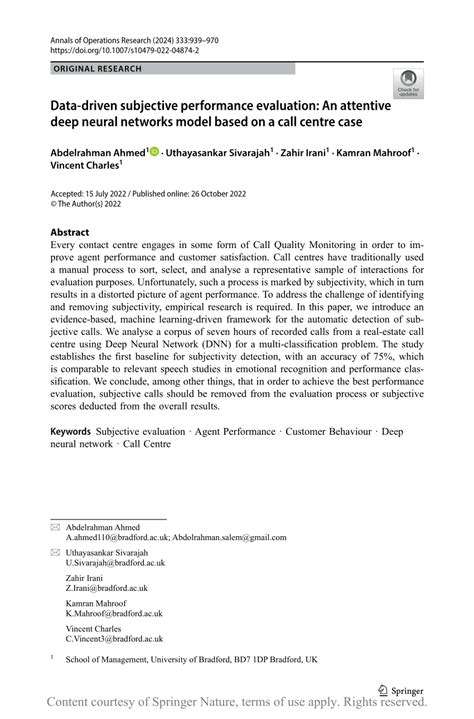PDF Data Driven Subjective Performance Evaluation An Attentive Deep