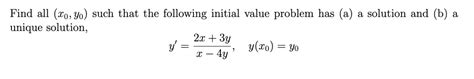 solved find all x0 y0 such that the following initial