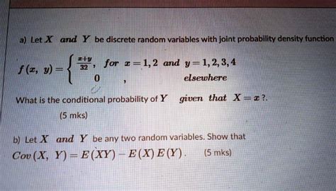 Solved Texts A Let X And Y Be Discrete Random Variables With Joint