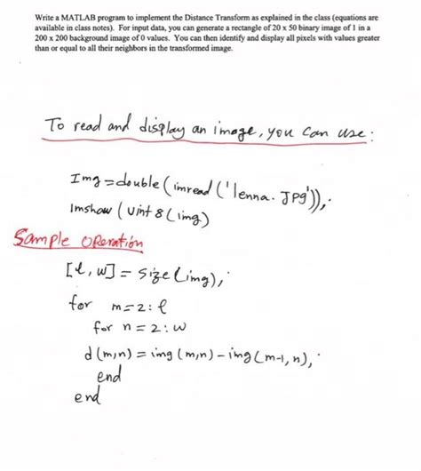 Solved Write A Matlab Program To Implement The Distance Chegg