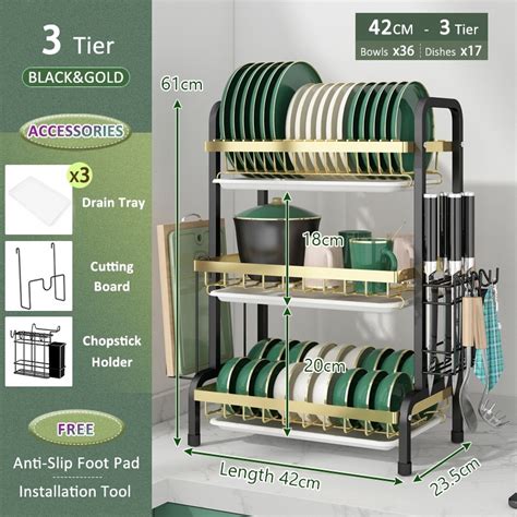 Dish Organizer Dish Drying Rack Kitchen Countertop Plate Organizer Dish
