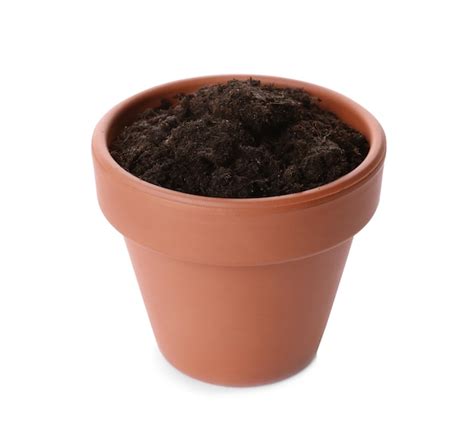 Premium Photo Stylish Terracotta Flower Pot With Soil Isolated On White
