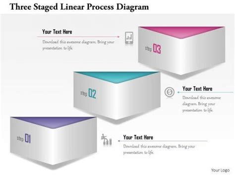 Business Diagram Three Staged Linear Process Diagram Presentation Template