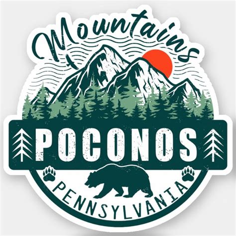 Pocono Mountains Pennsylvania Retro Souvenirs Sticker Zazzle