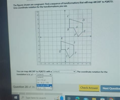 solved the figures shown are congruent find a sequence of