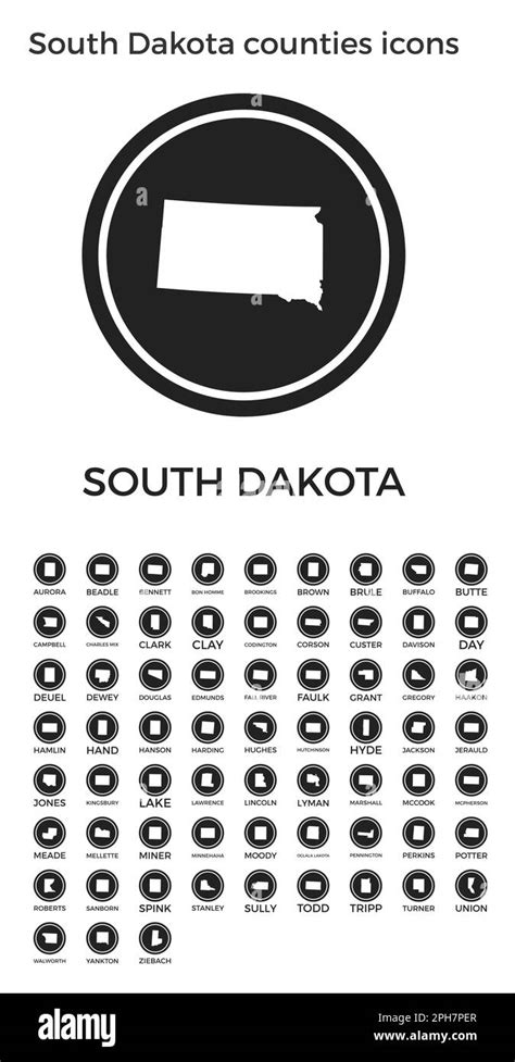 South Dakota Counties Icons Black Round Logos With Us State Counties