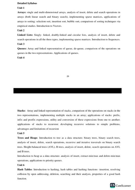 Data Structures Syllabus Bschcomputer Science Camscanner Studocu