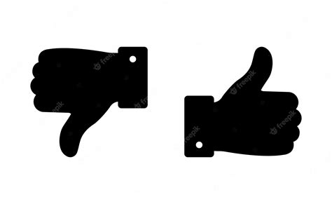 위로 엄지 및 아래로 엄지 아이콘 기호 설정 벡터 일러스트 레이 션 프리미엄 벡터