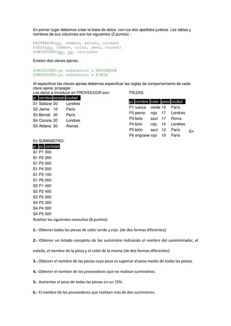 Prueba Examen Java En Primer Lugar Debemos Crear La Base De Datos Con Tus Dos Apellidos