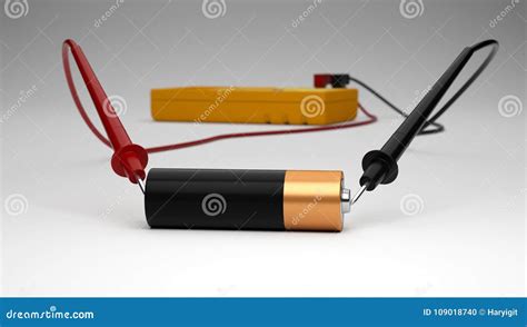 Multimeter And Battery Checking Battery Voltage Stock Illustration