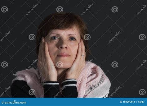 Portrait Of Beautiful Mature Caucasian Woman Stock Image Image Of Shawl Russian 102095141