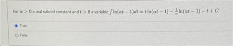 Solved For α a real valued constant and t a variable Chegg