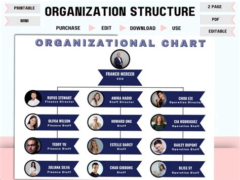 Automatic Organizational Chart Maker Editable Template Organization
