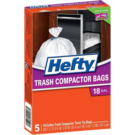 Hefty Trash Compactor Trash Bags 18 Gallon 5 Count