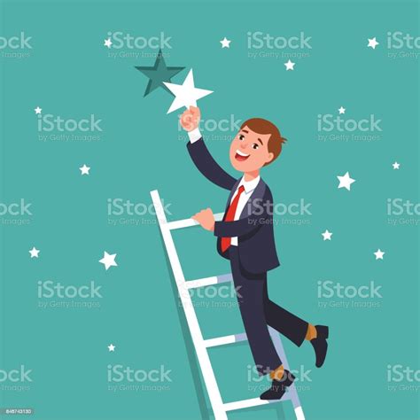 성공적인 사업 성공의 사다리에 서 서 하 고 스타를 들고 목표에 도달 1위에 대한 스톡 벡터 아트 및 기타 이미지 1위 개념 건강한 생활방식 Istock