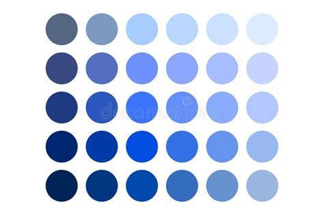 Circle Color Palette Blue Tone Gradient Round Swatch Grid Vector Dot Layout Stock