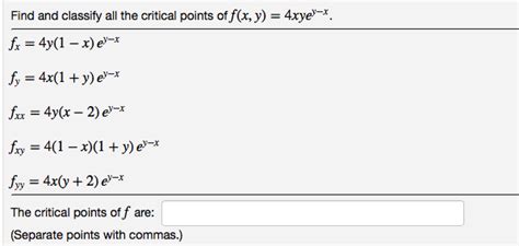 solved find and classify all the critical points of x y