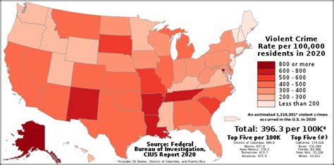 List Of Us States And Territories By Violent Crime Rate Wikipedia