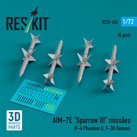 Aim E Sparrow Iii Missiles Pcs F Phantom Ii F H Demon D Printed Res Kit