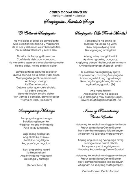 Sampaguita Interlude Lyrics Pdf