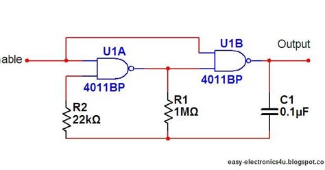 Simple Rectangular Oscillator Using Cd4011 Nand Gates ~ Easy Electronics