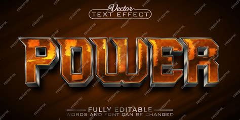 Premium Vector Orange And Silver Power Editable Text Effect Template