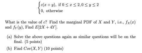 Two Continuous Uniform Random Variables X And Y Have