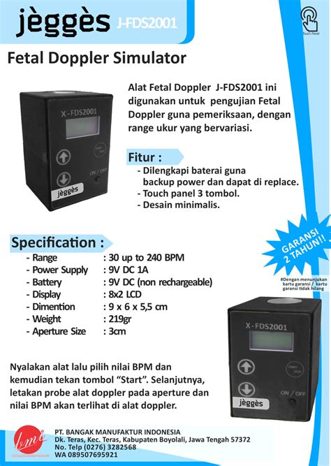 Fetal Doppler Simulator J Fds2001 Bangak Manufaktur Indonesia