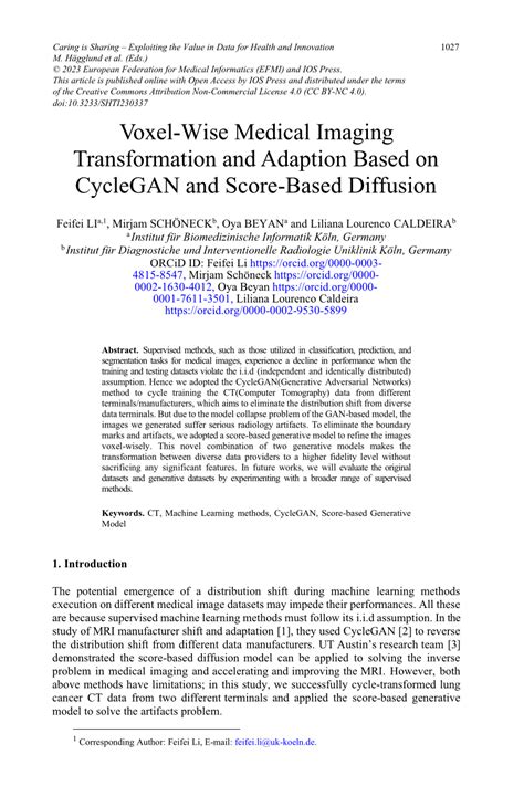 Pdf Voxel Wise Medical Imaging Transformation And Adaption Based On