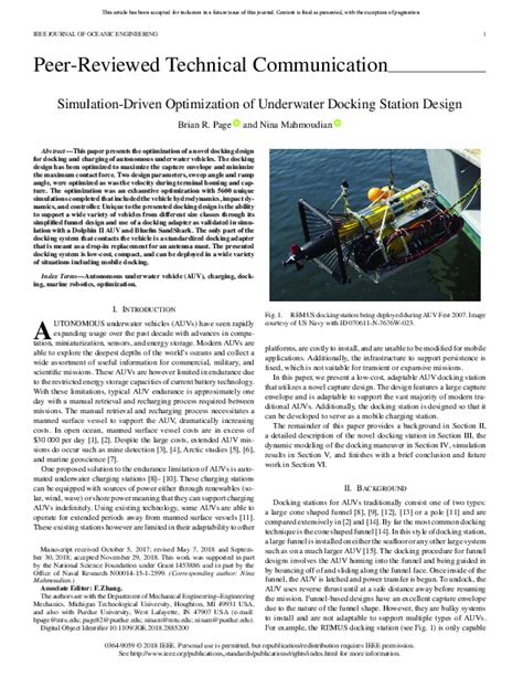 Pdf Simulation Driven Optimization Of Underwater Docking Station Design