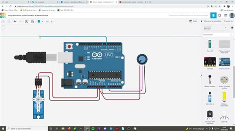 tinkercad programmer un servomoteur à l aide d un potentiomètre sur une
