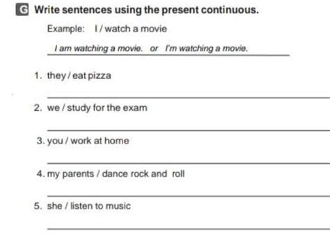 Write Sentences Using The Present Continuous Brainlylat