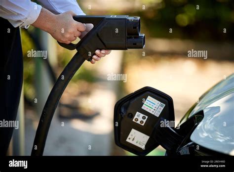 EV Electric Car Being Charged Stock Photo Alamy