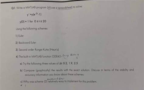 Solved Q1 Write A Matlab Program O Use A Spreadsheet To