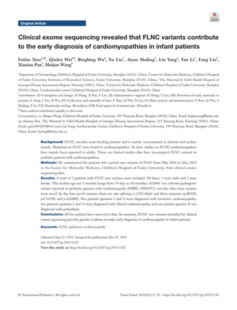 Clinical Exome Sequencing Revealed That Flnc Variants Contribute To The