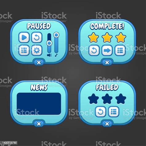 Menu Bleu Complet De Linterface Utilisateur Graphique Gui Vecteurs Libres De Droits Et Plus D