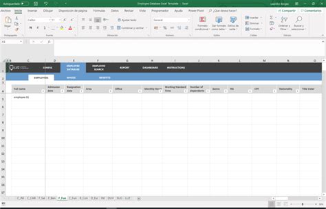 Employee Database Excel Spreadsheet Template LUZ Templates