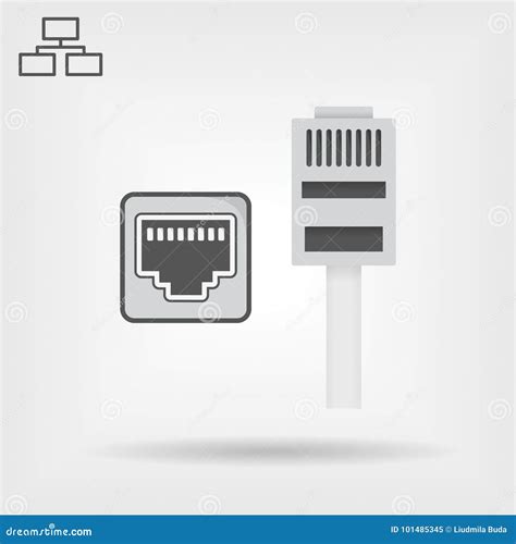 Ethernet Cable And Port Isolated Vector Icon Network Socket Icon Ethernet Connector Icon Stock