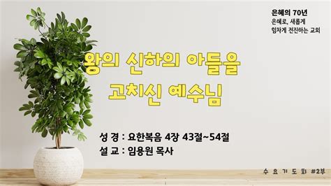 [마산동광교회] 수요기도회 2부 왕의 신하의 아들을 고치신 예수님 2024 2 14 Youtube