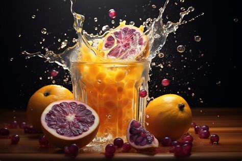 Premium Photo Exotic Passionfruit Juice Splash High Quality Juice Splash Picture Photography