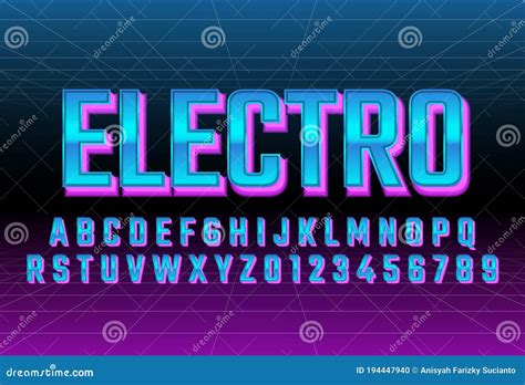 Synthwave Alphabet Font Neon Letters Numbers And Symbols Vector