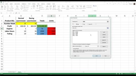 Using Excels Solver For Linear Programming And Understanding The Sensitivity Report Youtube