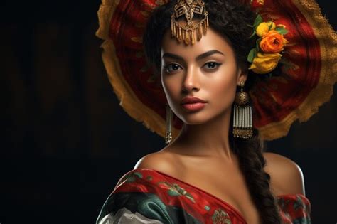 Premium Ai Image Beautiful Latin American Woman In Traditional Atti
